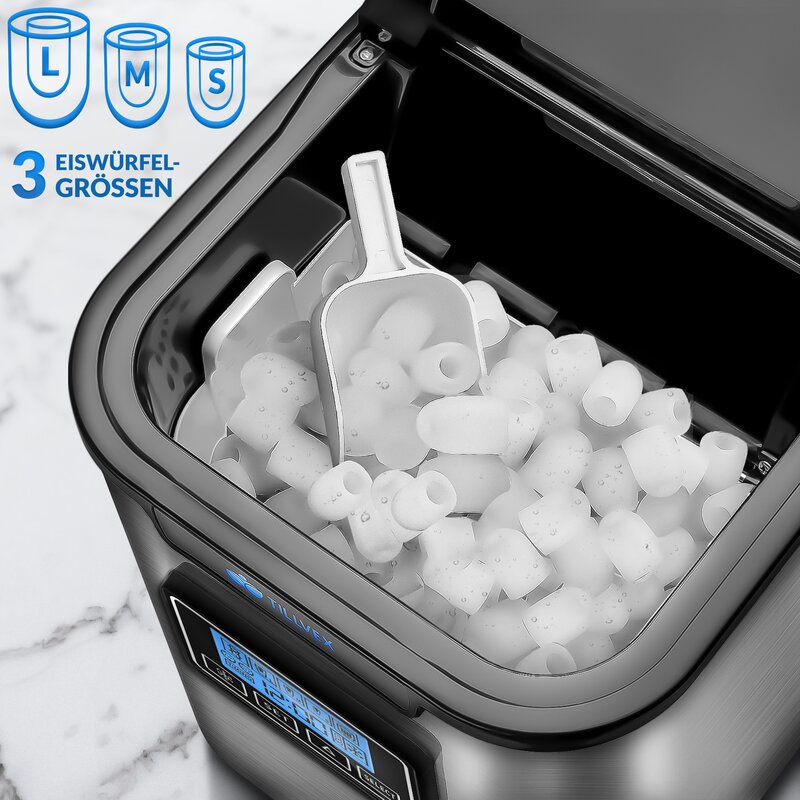 tillvex Eiswürfelmaschine Edelstahl 12 kg - 24 h | Eiswürfelbereiter ...