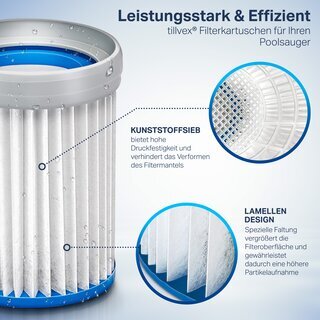 tillvex Ersatzfilter für Poolsauger bis zu 15 m³ (15000 Liter) | Filt ...