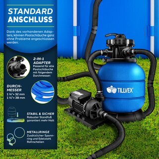 tillvex® Sandfilteranlage Pool 7.900L/h inkl. 400g Filterbälle | Filt ...